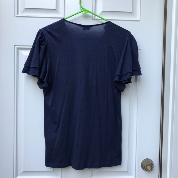 Ralph Lauren | Tops | Rl Navy Ruffle Top | Poshmark